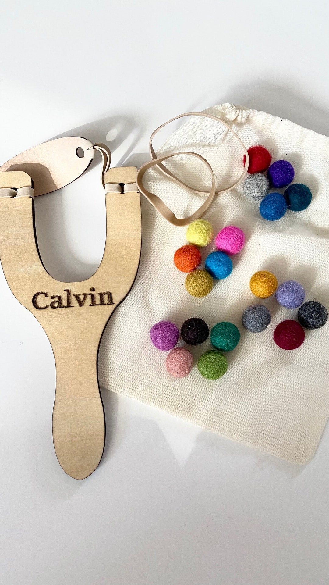 Slingshot Toy for Children With Felt Balls Wooden Slingshot ...