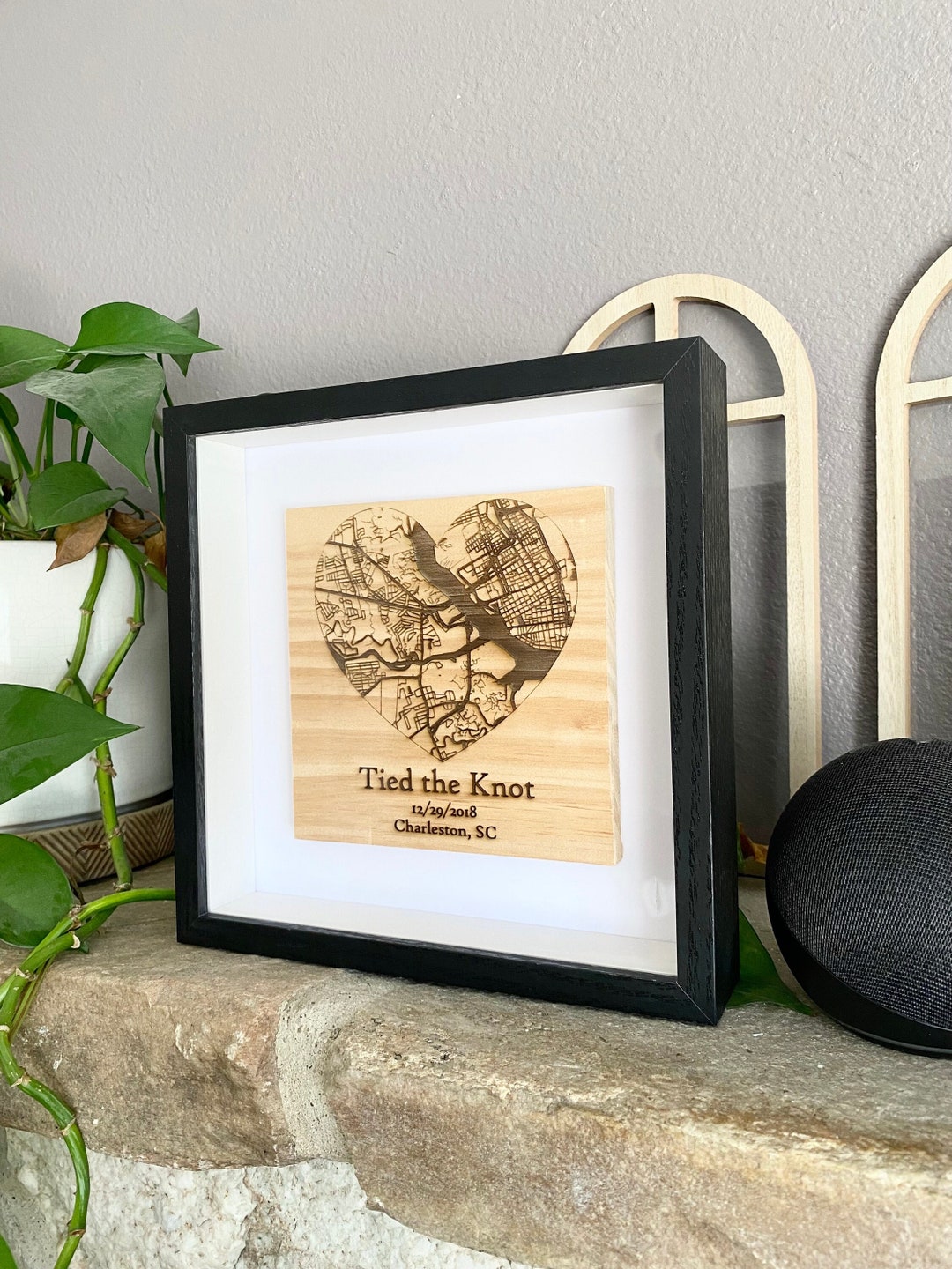 Laser Engraved Wood Map Gift Wedding Gift Newly Wed Couple Gift Custom ...