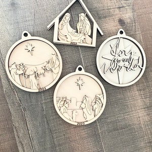 3D Nativity Ornament Wooden Craft Set Christmas Manger Scene Ornament ...