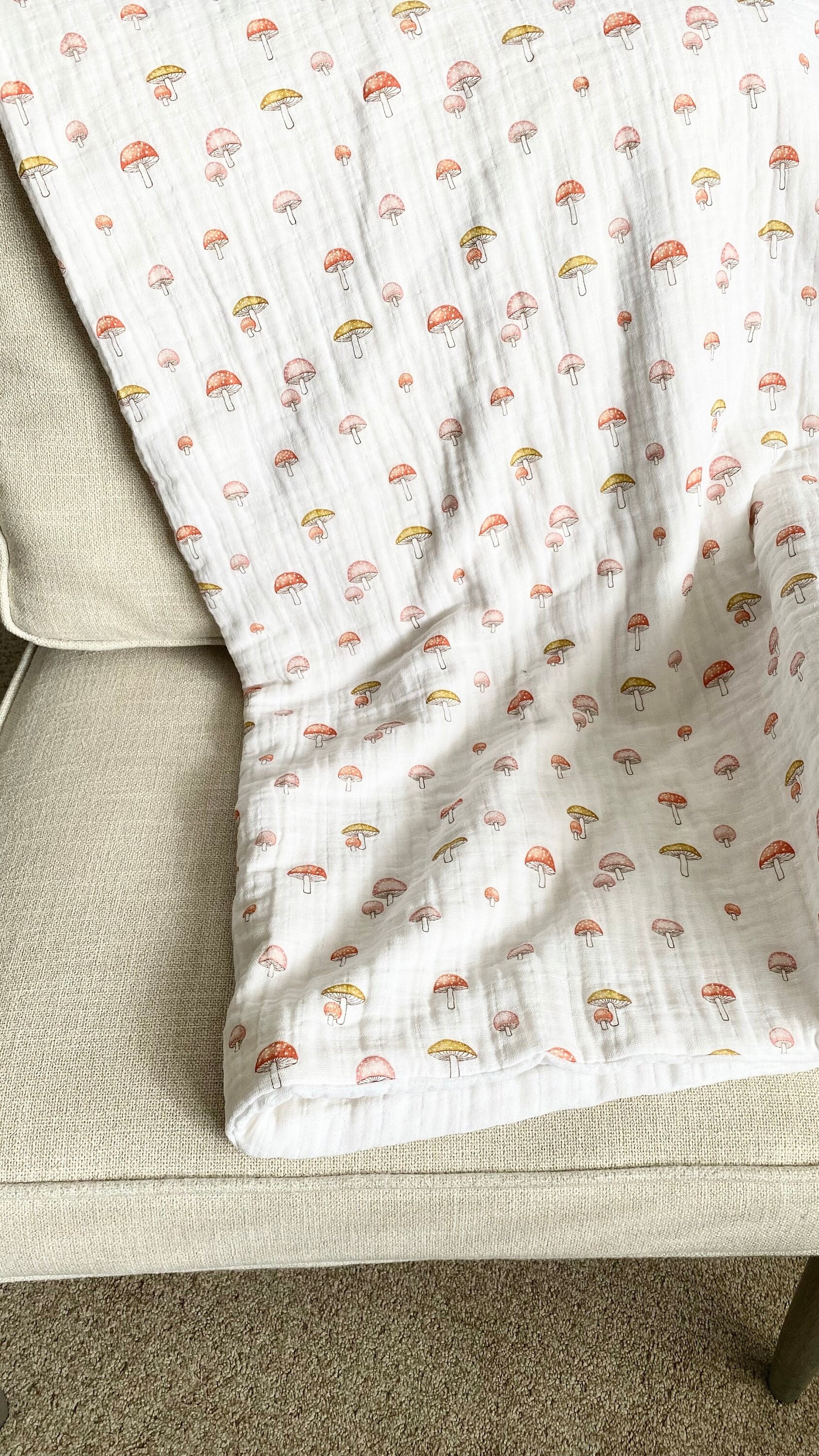 Cottagecore Mushroom Cotton Baby Quilt Oversized Handmade Baby Blanket ...