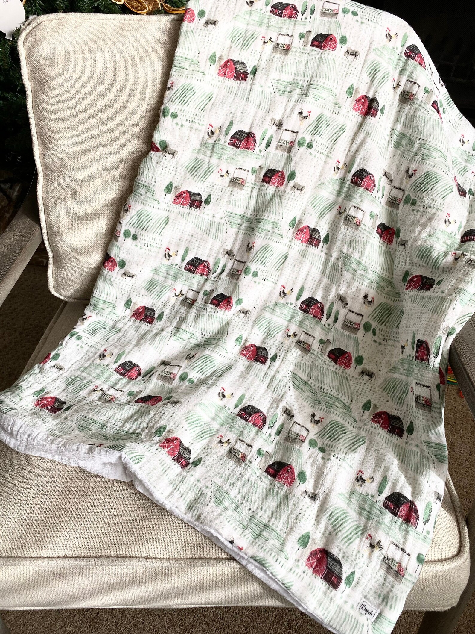 Cottagecore Mushroom Cotton Baby Quilt Oversized Handmade Baby Blanket ...