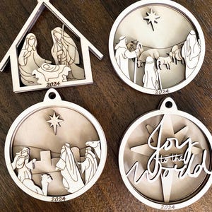 3D Nativity Ornament Wooden Craft Set Christmas Manger Scene Ornament ...