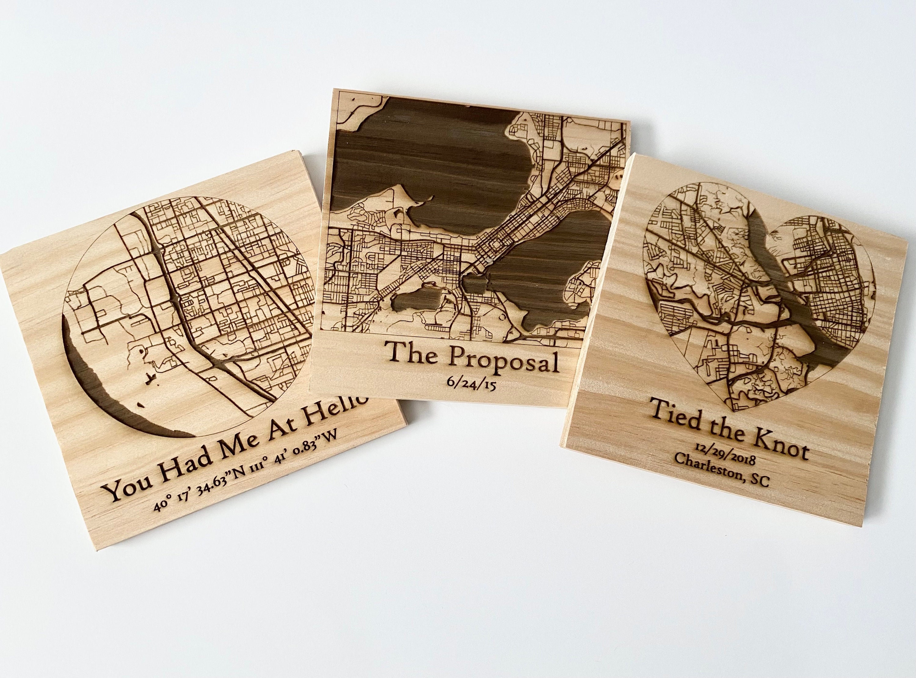 Laser Engraved Wood Map Gift Wedding Gift Newly Wed Couple Gift Custom ...