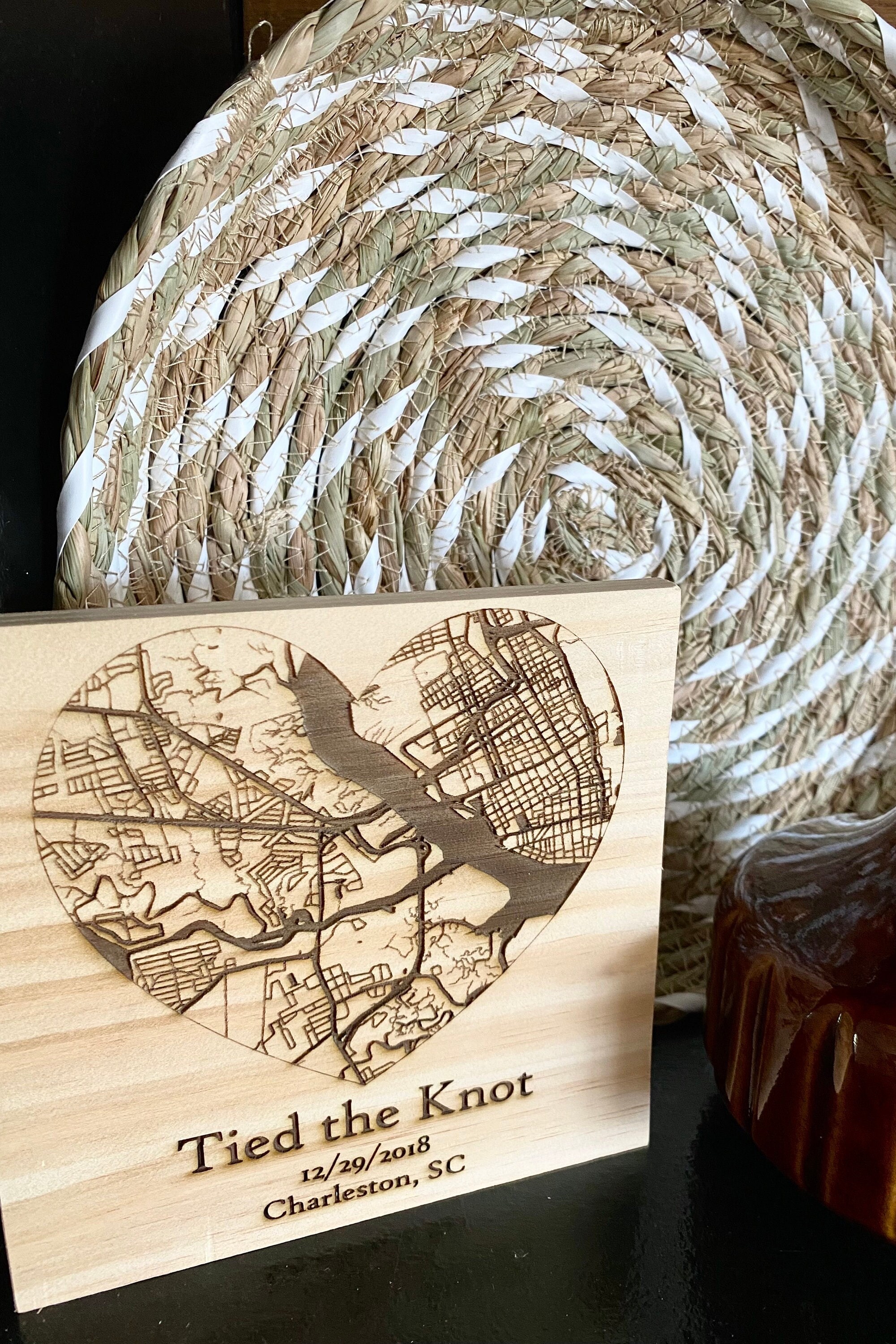 Laser Engraved Wood Map Gift Wedding Gift Newly Wed Couple Gift Custom ...