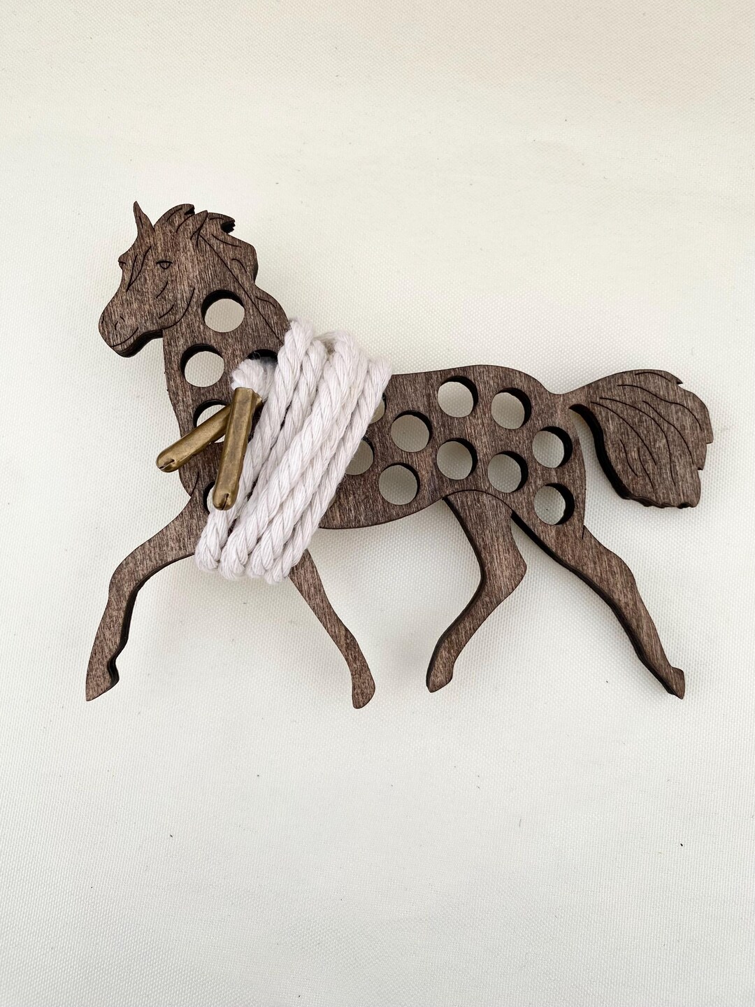 Horse Threading Activity Wooden Pony Lacing Toy Cowgirl Stocking ...