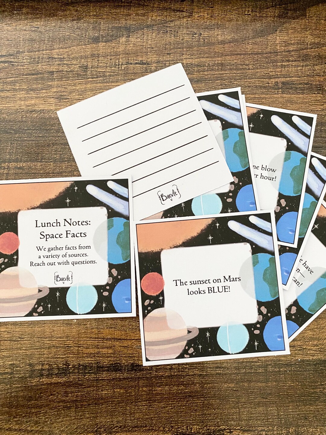 Space Lunch Box Fact Notecards Lunch Notes With Space Facts Small Note ...