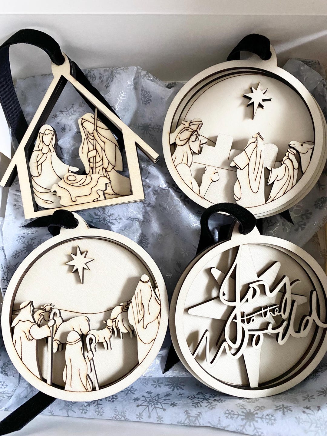3D Nativity Ornament Wooden Craft Set Christmas Manger Scene Ornament ...