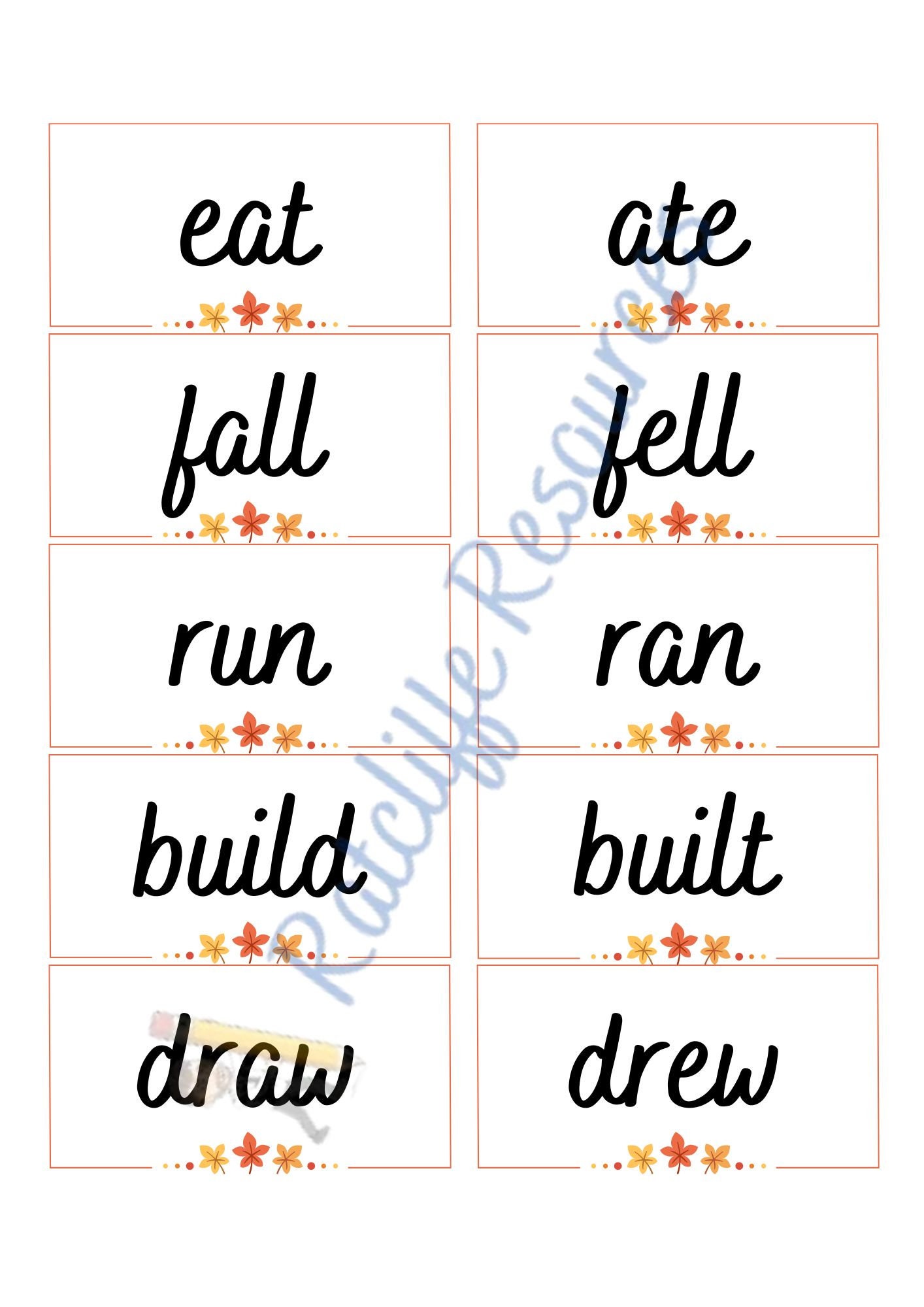 Matching Cards - Irregular Verbs - Etsy