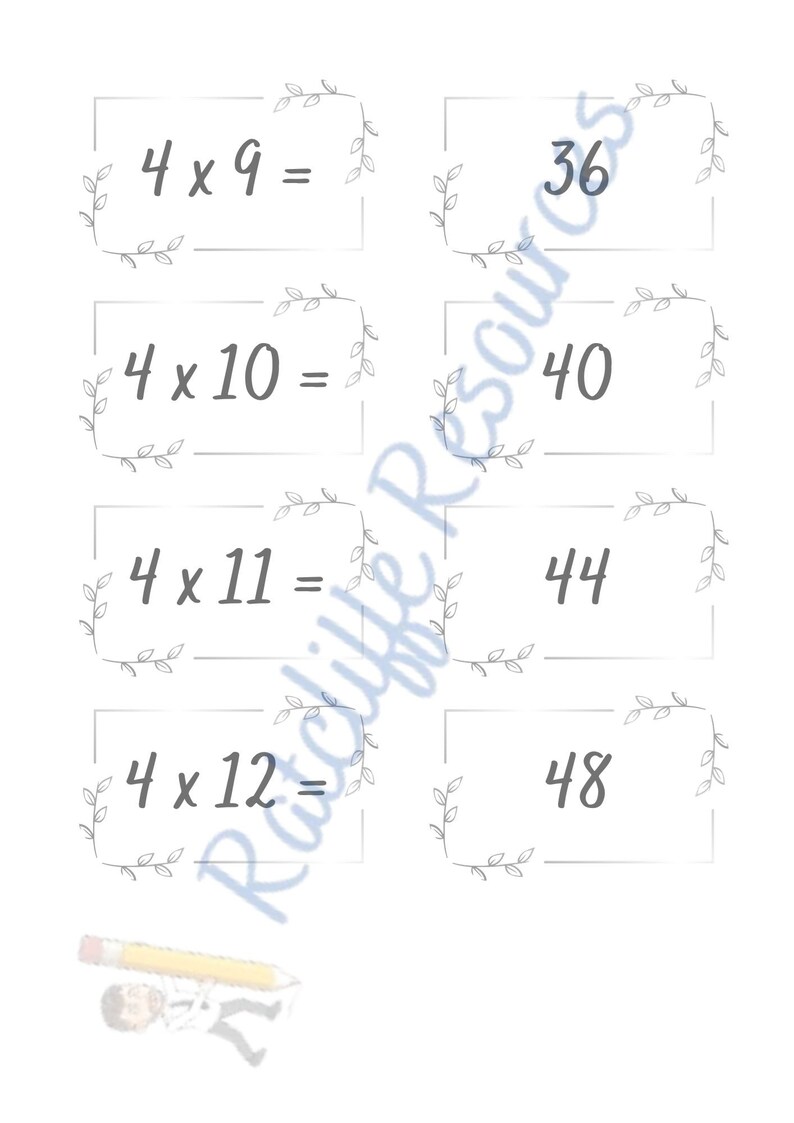 Times Tables Match-up Cards - Etsy