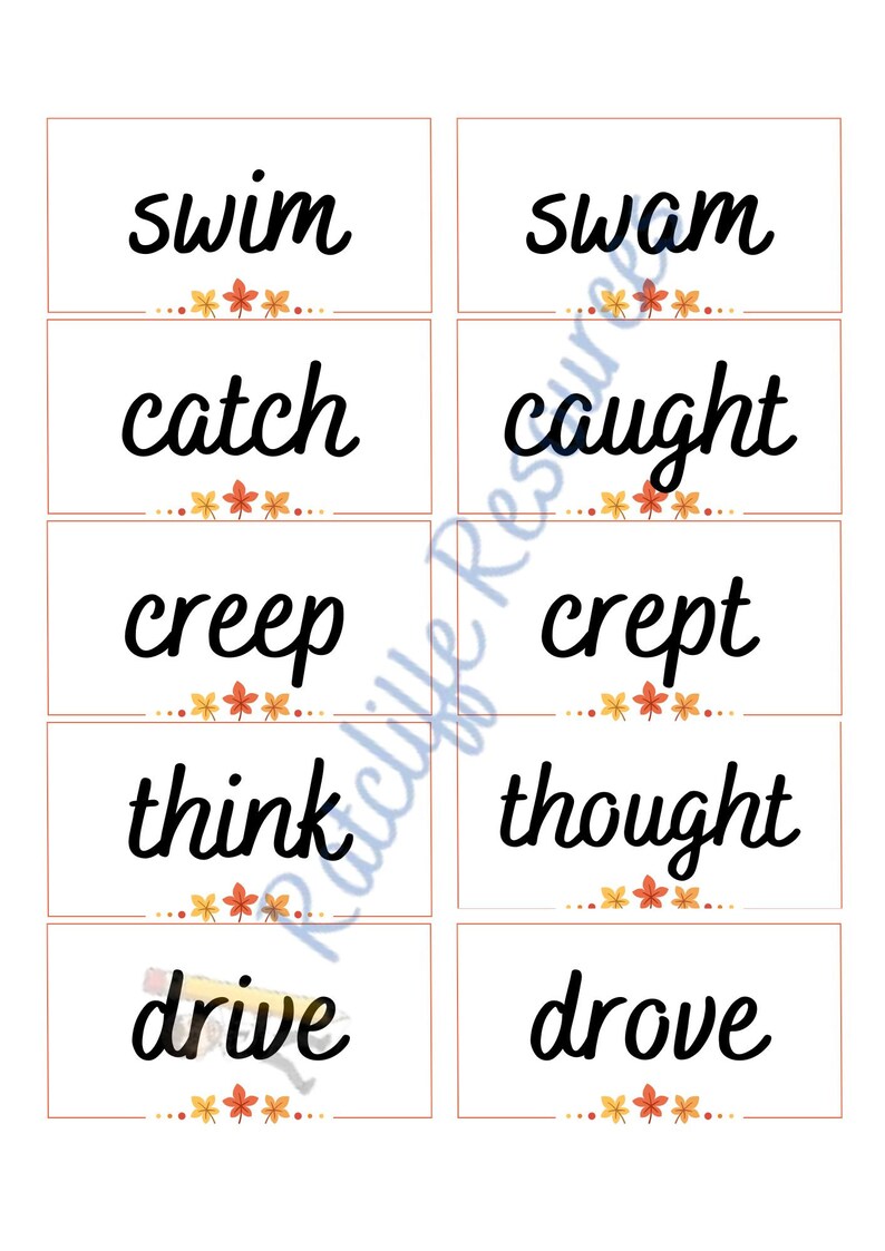 Matching Cards - Irregular Verbs - Etsy