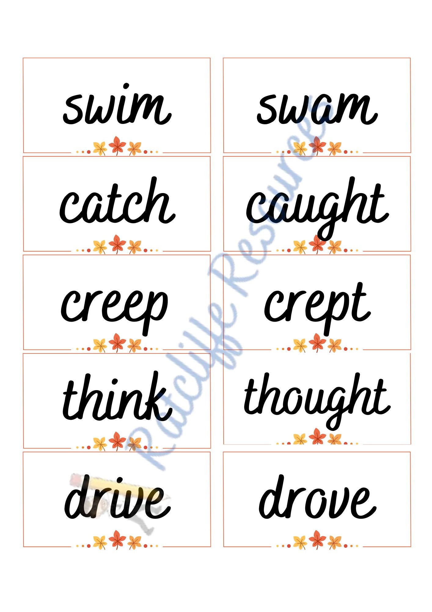 Matching Cards - Irregular Verbs - Etsy