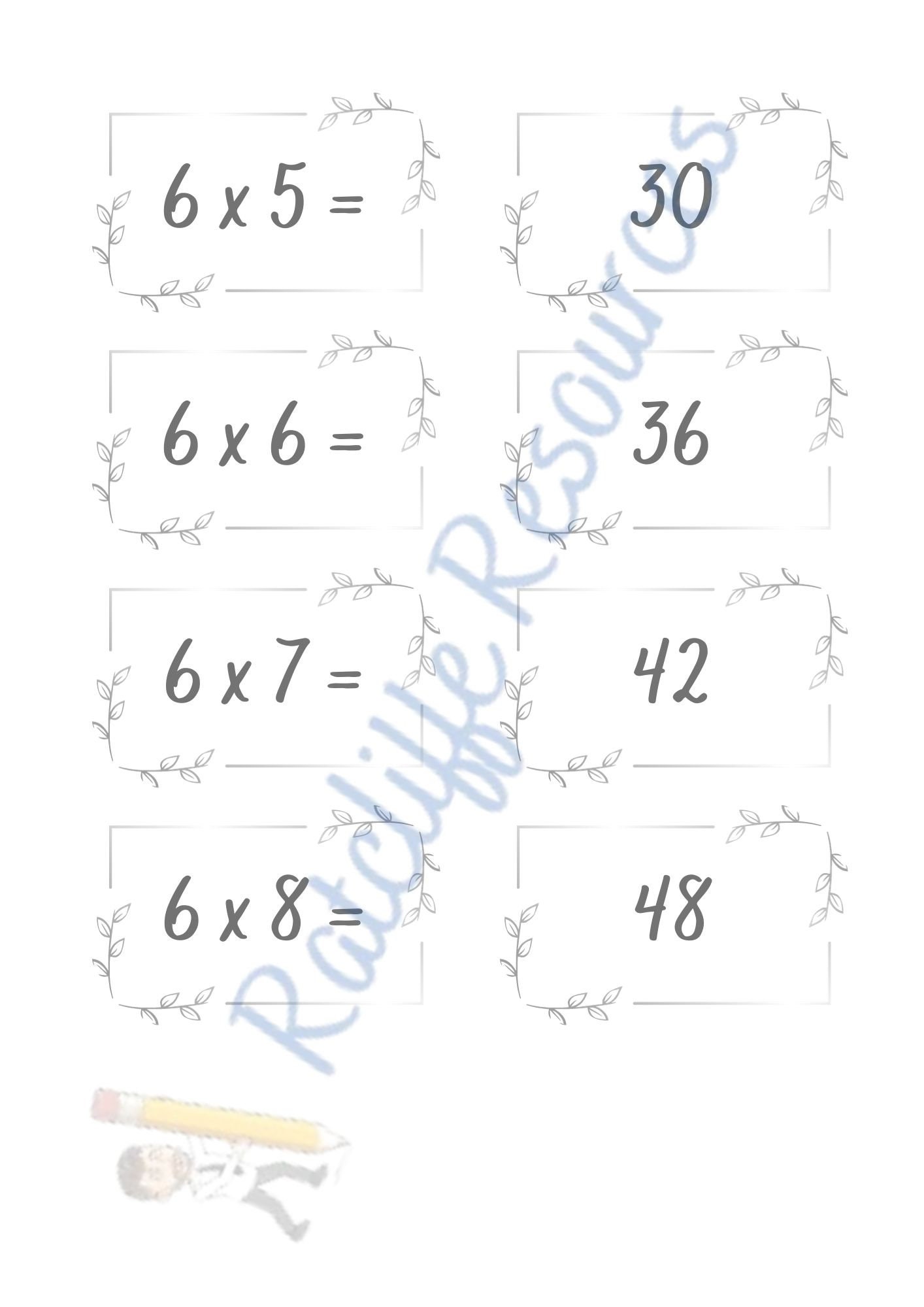 Times Tables Match-up Cards - Etsy