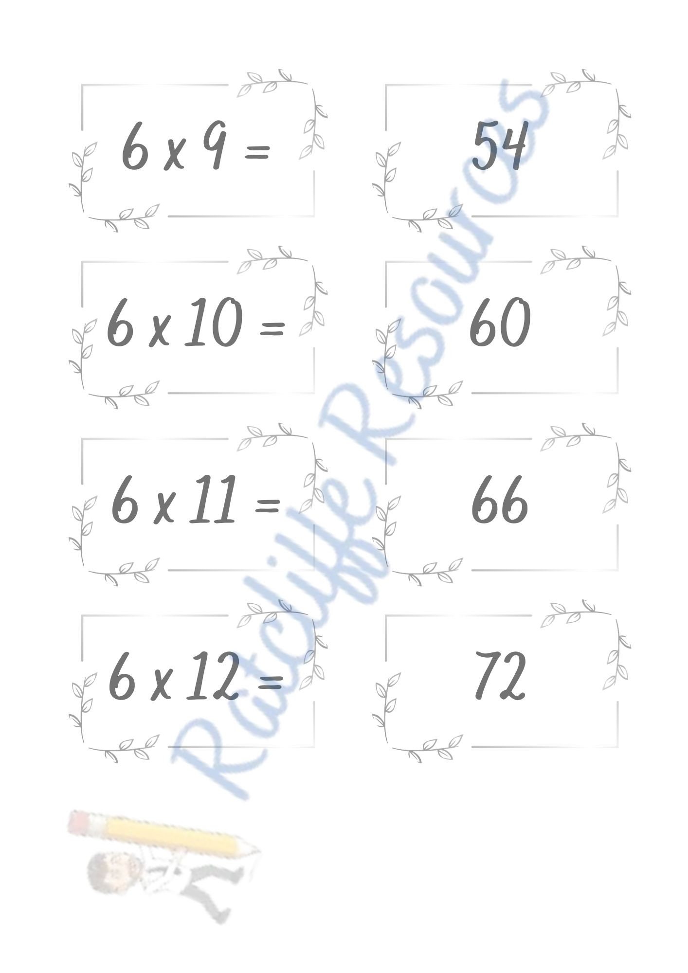 Times Tables Match-up Cards - Etsy