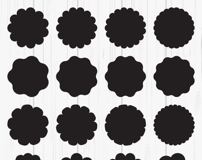 Scallop Circle SVG Bundle: Tag & Frame Laser Cut Files (digital ...