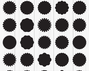 Scallop Circle SVG Bundle: Tag & Frame Laser Cut Files (digital ...