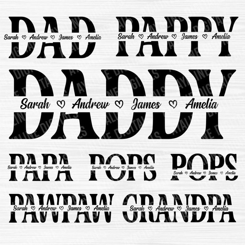 Dad Split Name SVG, Father's Day Gift (digital Files) - Etsy