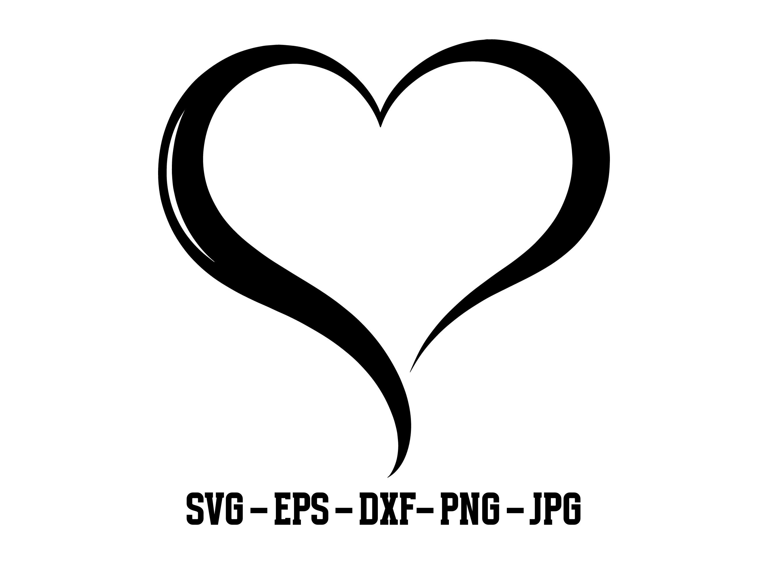 Open Heart in Black & White, Instant Download, Svg, Png, Eps, Dxf, Jpg ...