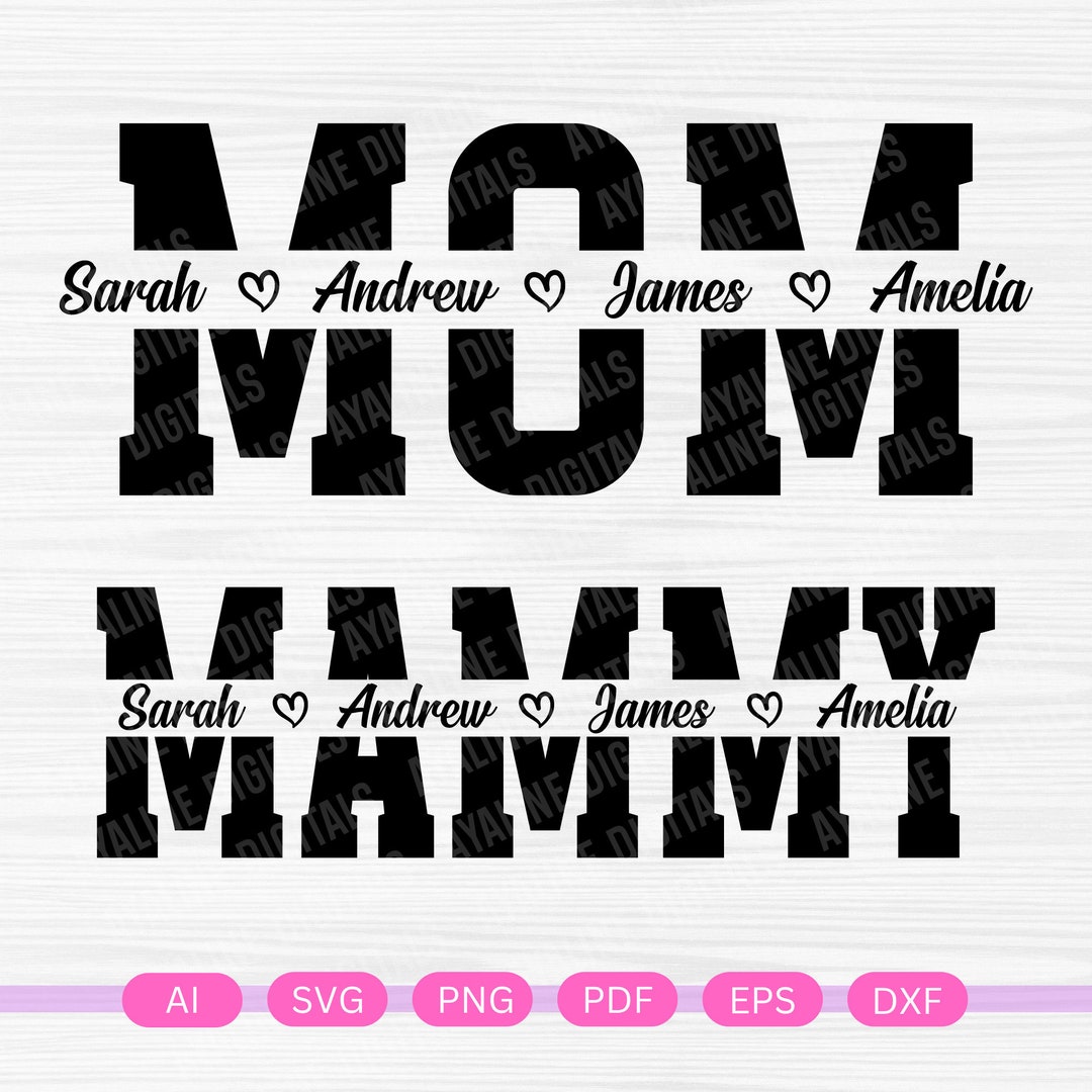 Mom Split Name SVG, Mother's Day Gift, Mom Monogram Split Png, Dad Svg ...