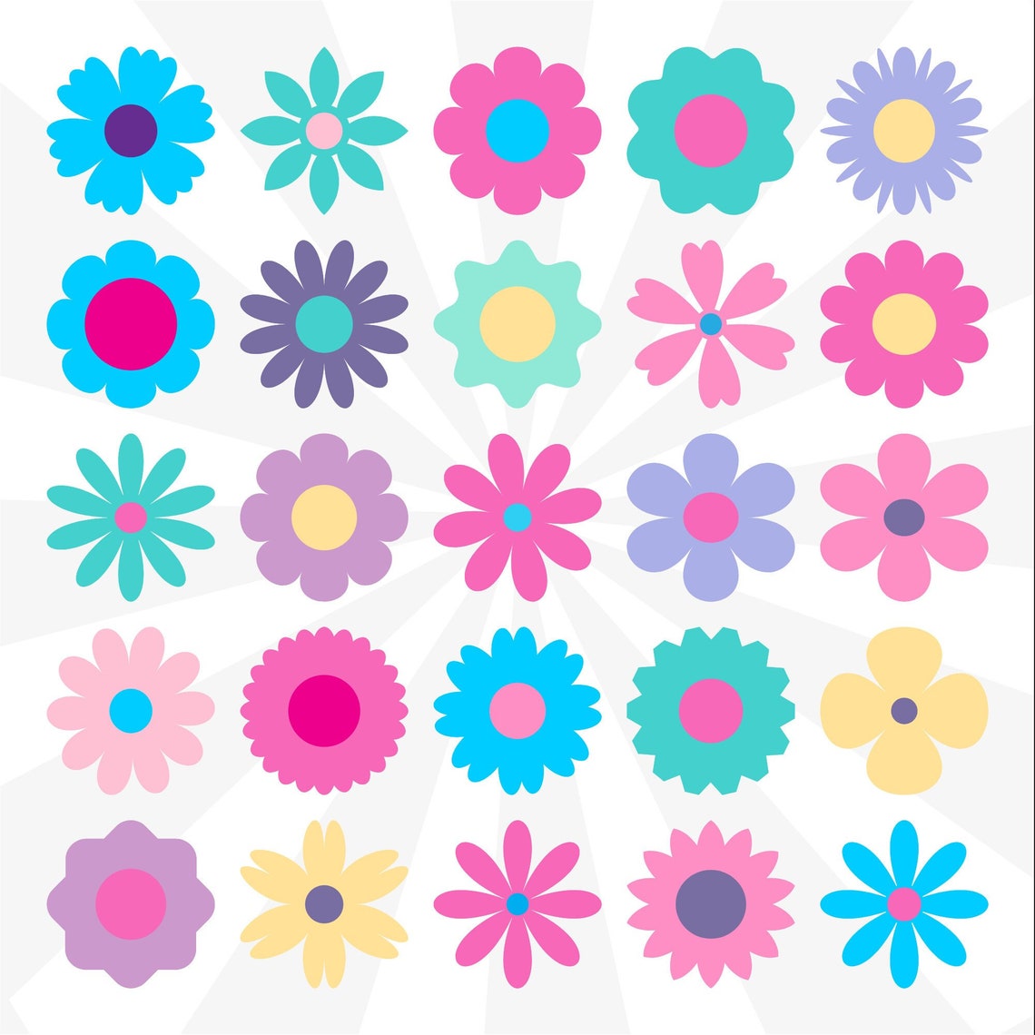 Retro Daisy Svg Bundle, Groovy Svg Flowers Png, Hippie Flowers Eps ...