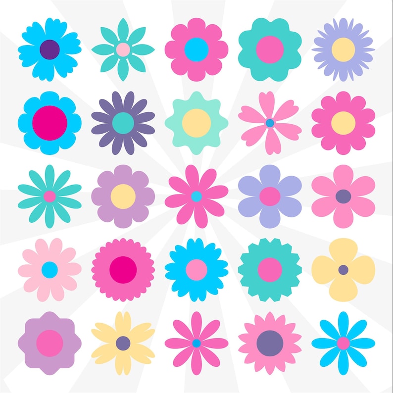 Retro Daisy SVG Bundle: Groovy Hippie Flower Cut Files (digital ...