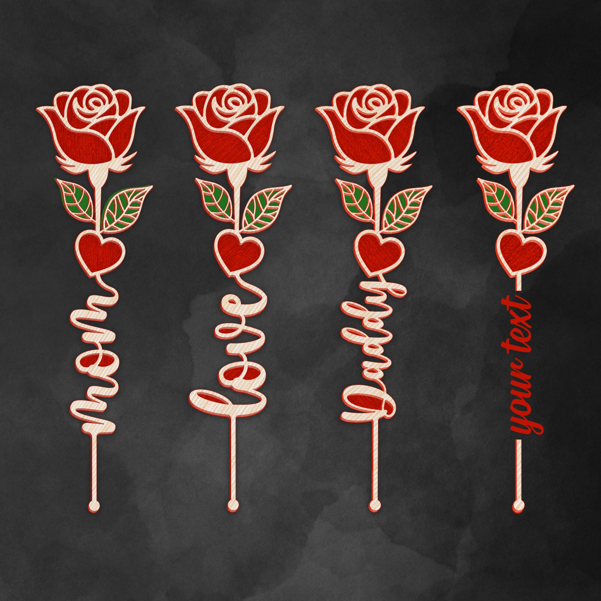 Rose Laser Cut File, Layered Rose Cut Files, Mom Rose Laser Cut File ...