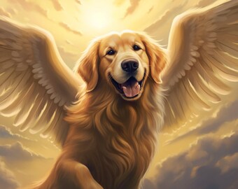 Golden Retriever With Angel Wings - Etsy
