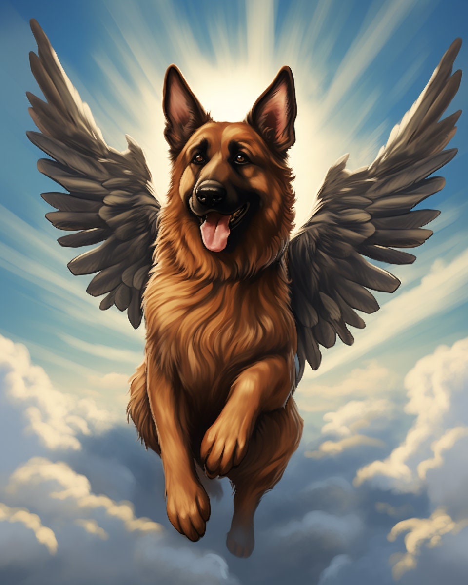 German Shepherd With Angel Wings - Etsy