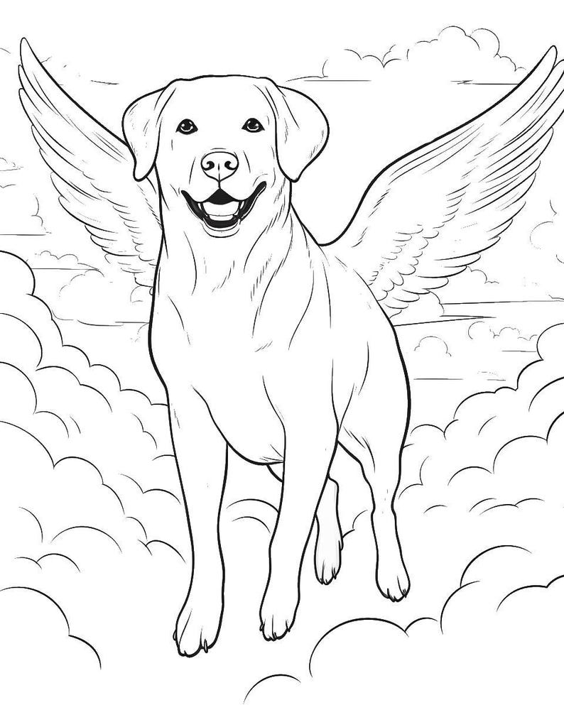 Labrador With Wings Coloring Page - Etsy