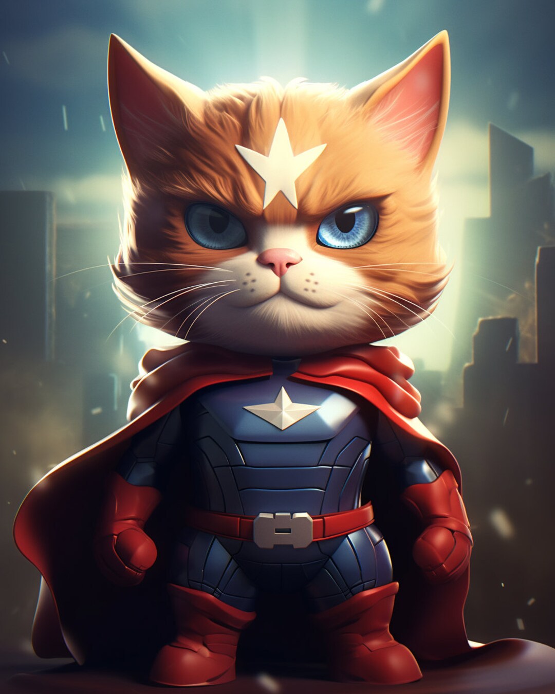 Orange Superhero Cat - Etsy