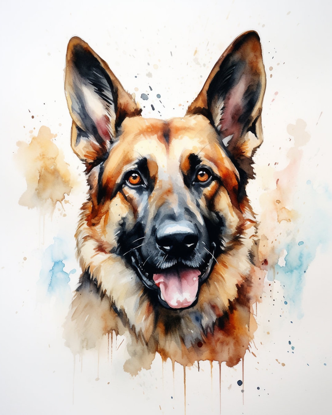Watercolor German Shepherd - Etsy