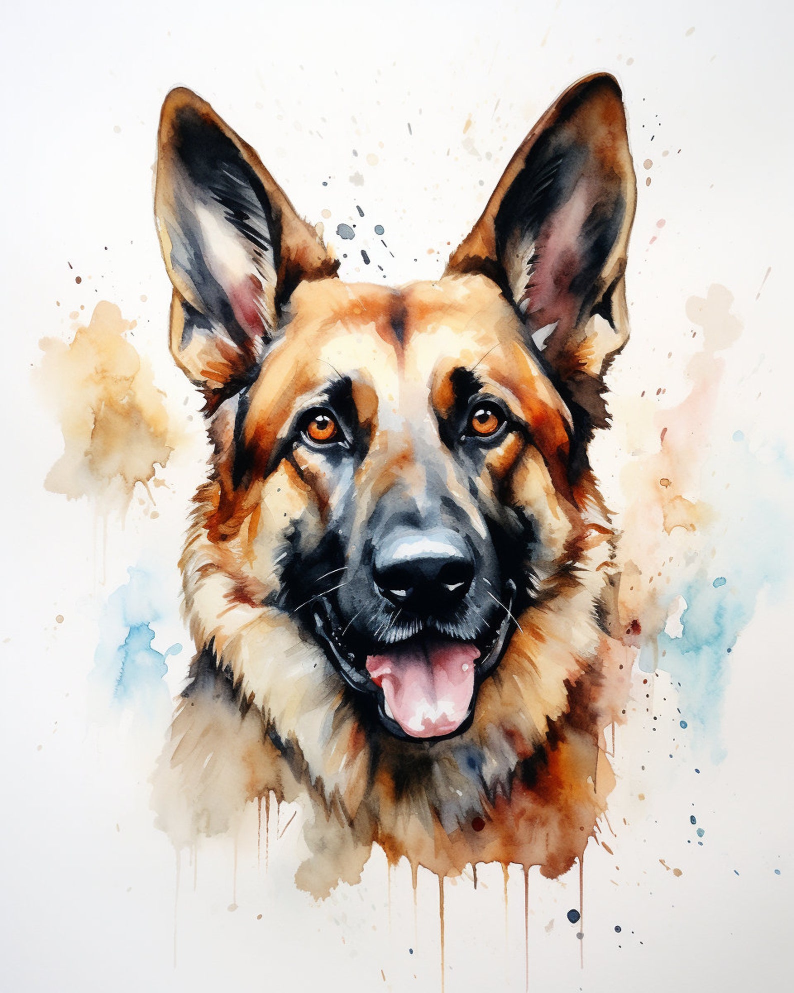 Watercolor German Shepherd - Etsy