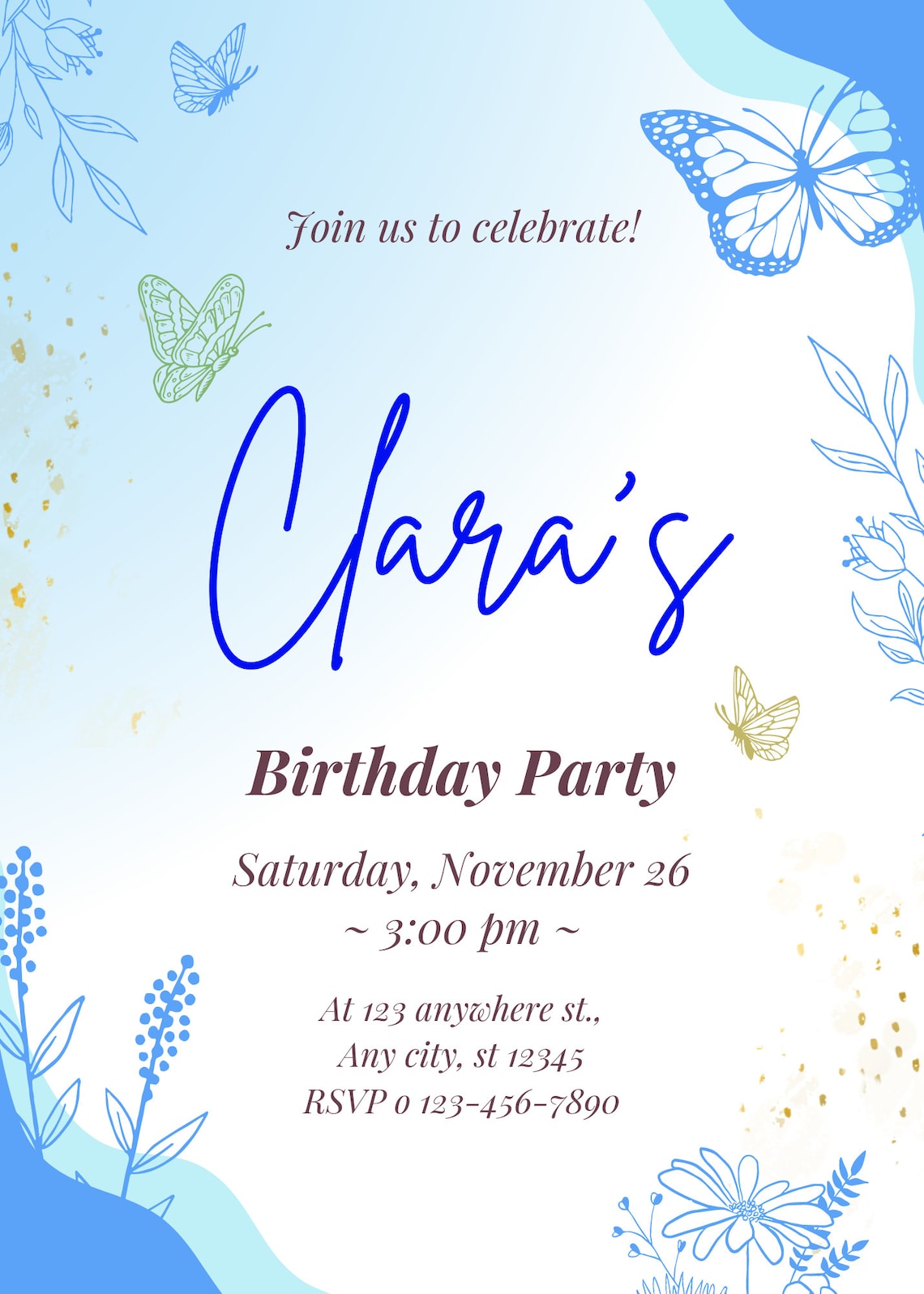 Editable Birthday Party Invitation Card, Printable Template ...