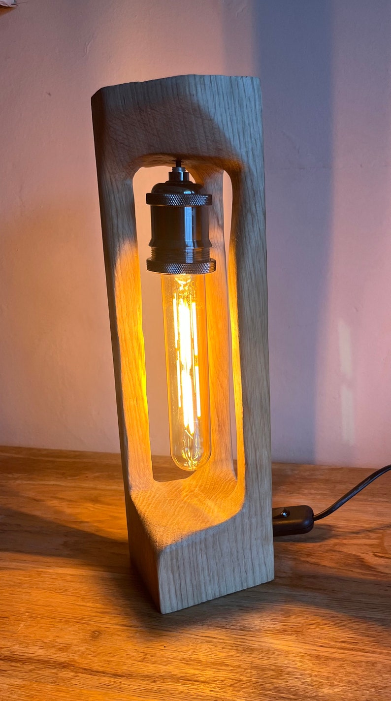 Beautiful Hand Carved Sculpture Oak Lamp - Etsy