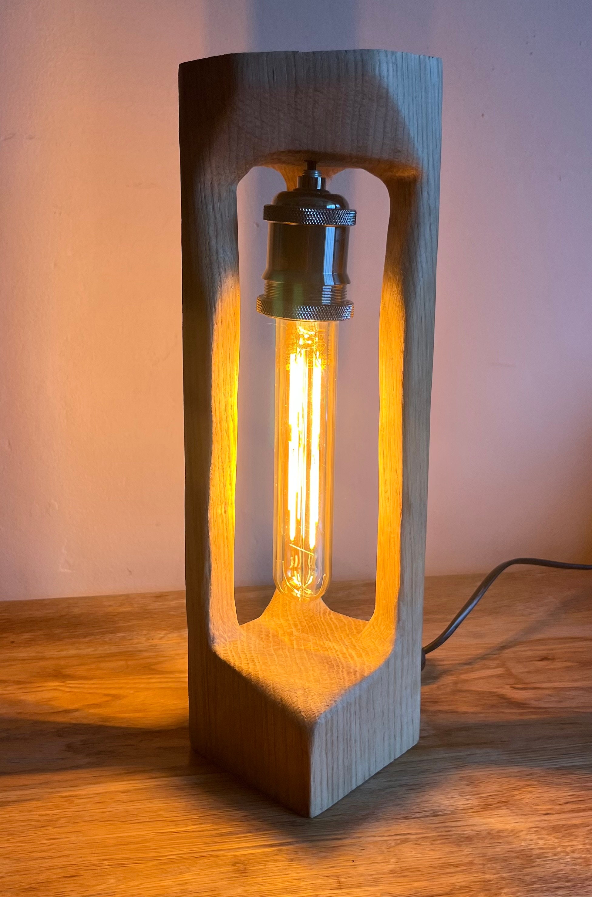 Beautiful Hand Carved Sculpture Oak Lamp - Etsy