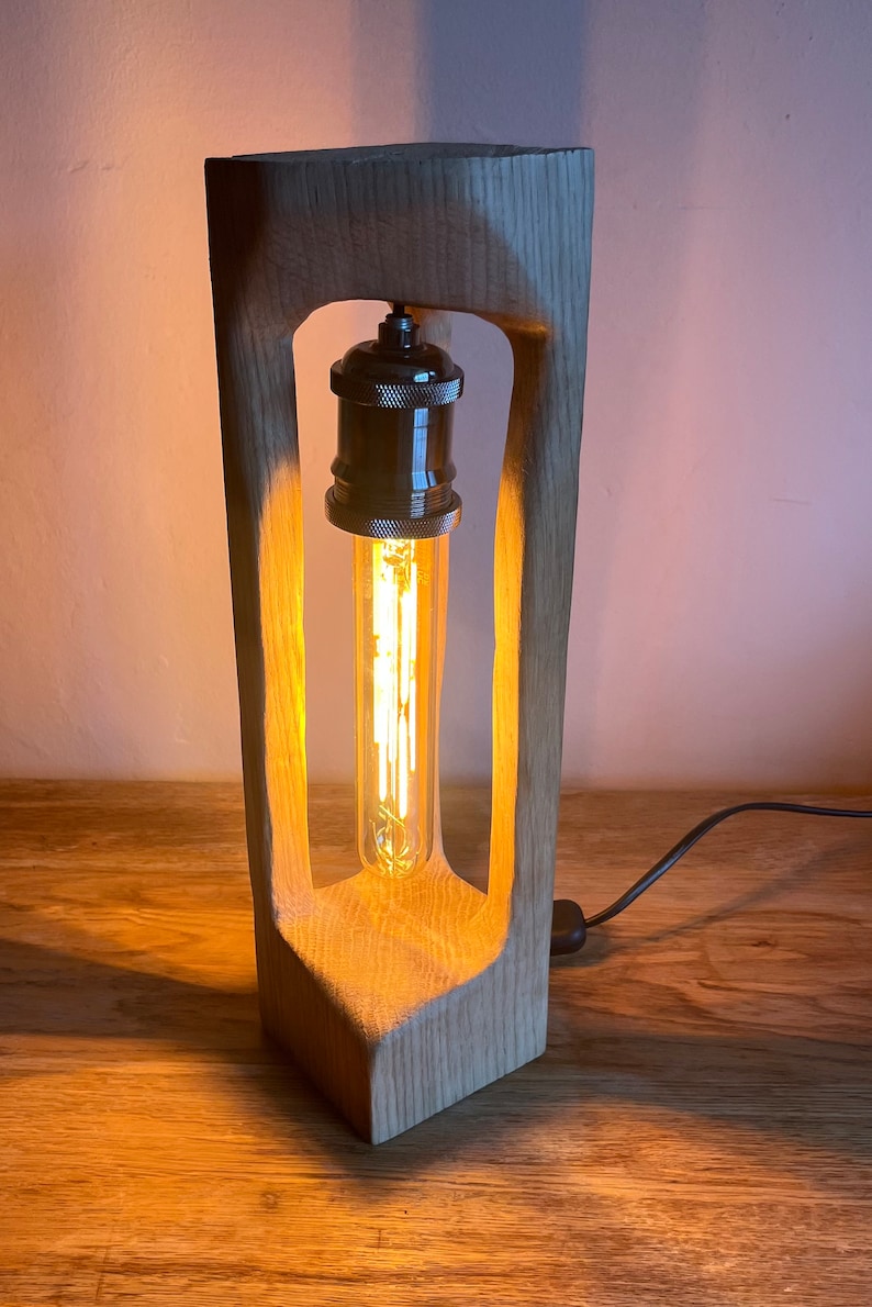 Beautiful Hand Carved Sculpture Oak Lamp - Etsy