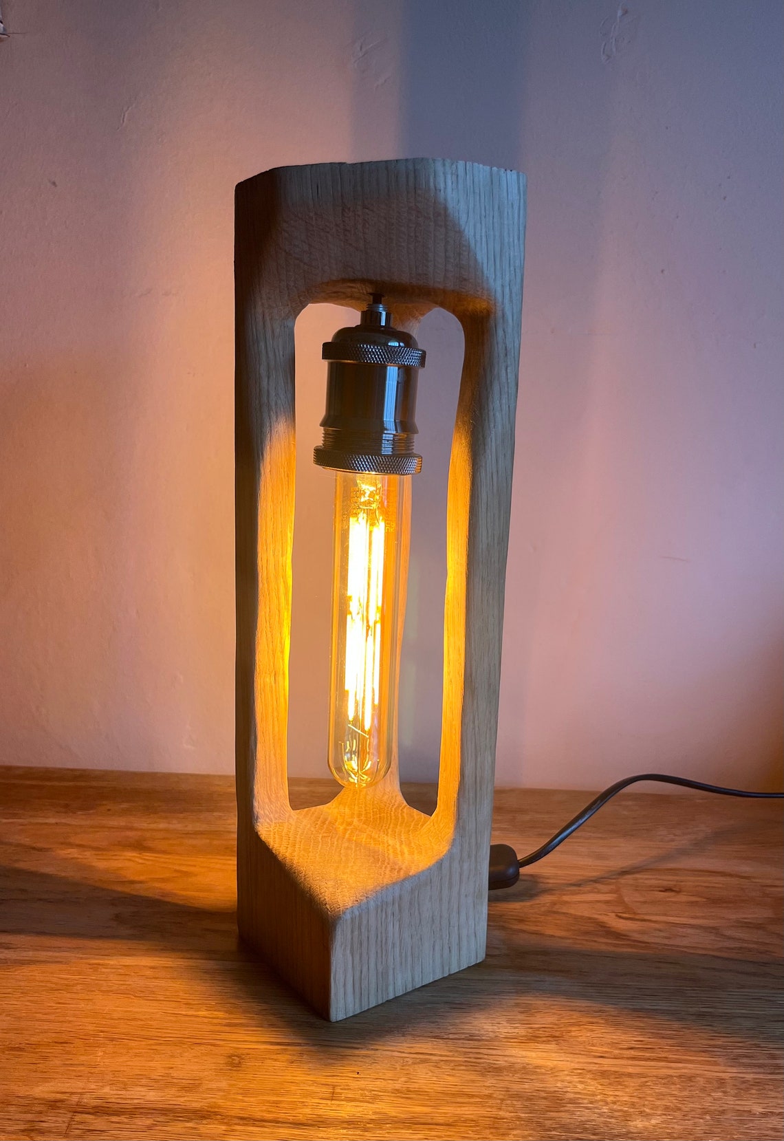 Beautiful Hand Carved Sculpture Oak Lamp - Etsy