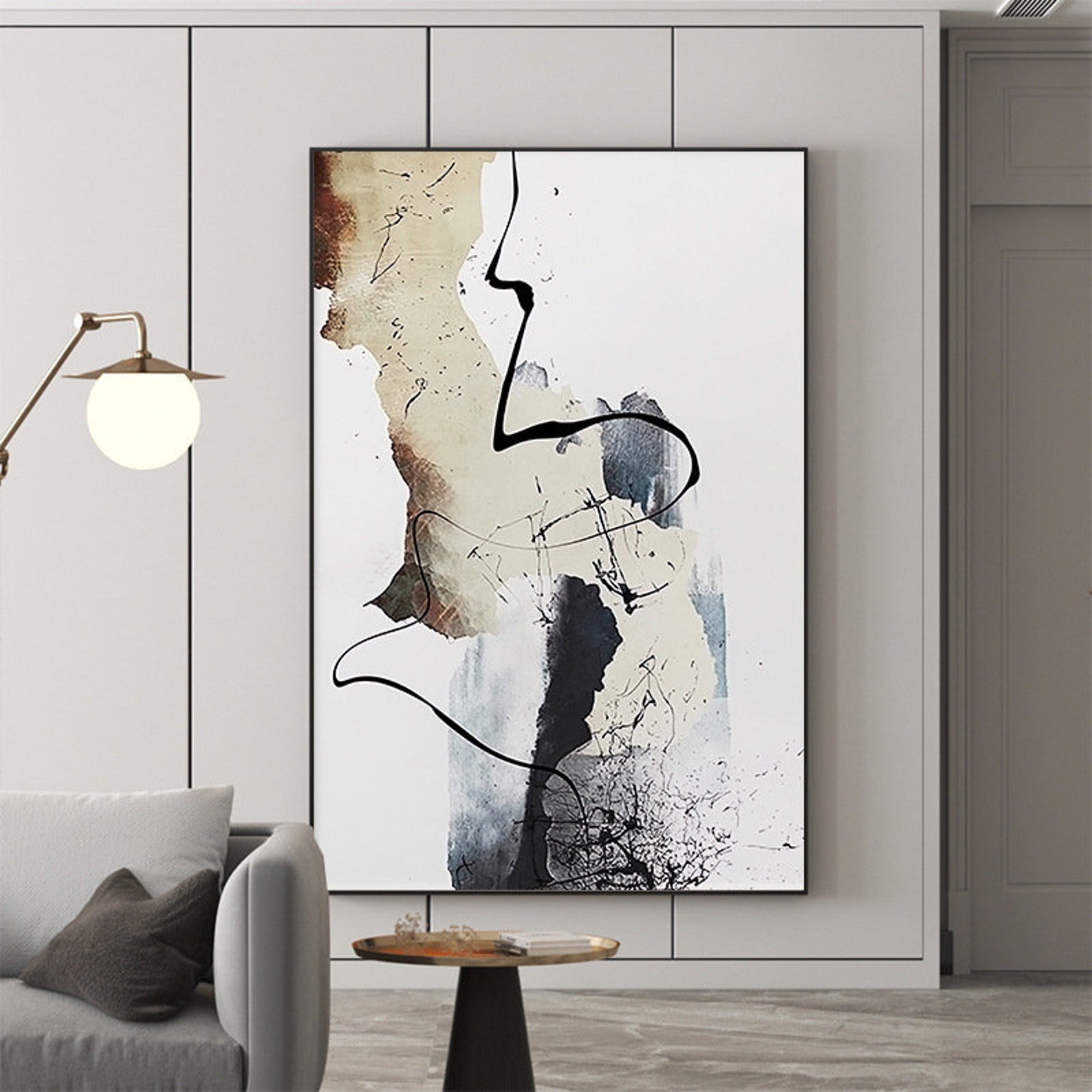 Large Abstract Art Painting Frame Aluminium Crystal Porcelain Glass ...