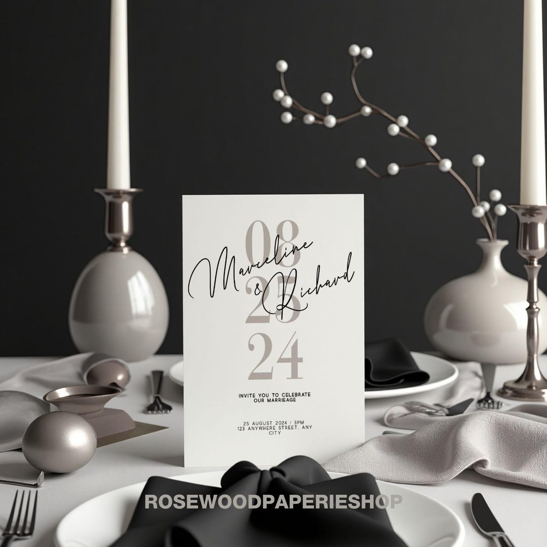 Editable Minimalist Wedding Invitation Template – Modern and Elegant ...