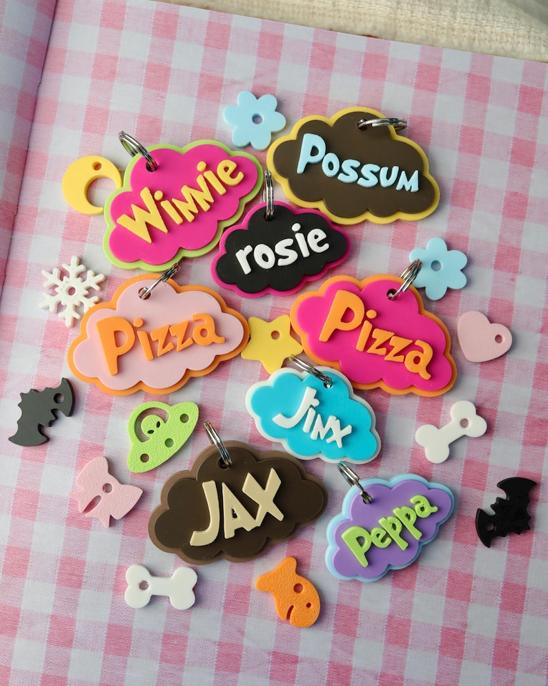Custom Cloud Pet Tag: 3D Printed Dog ID, Colorful Bag Tag - Etsy