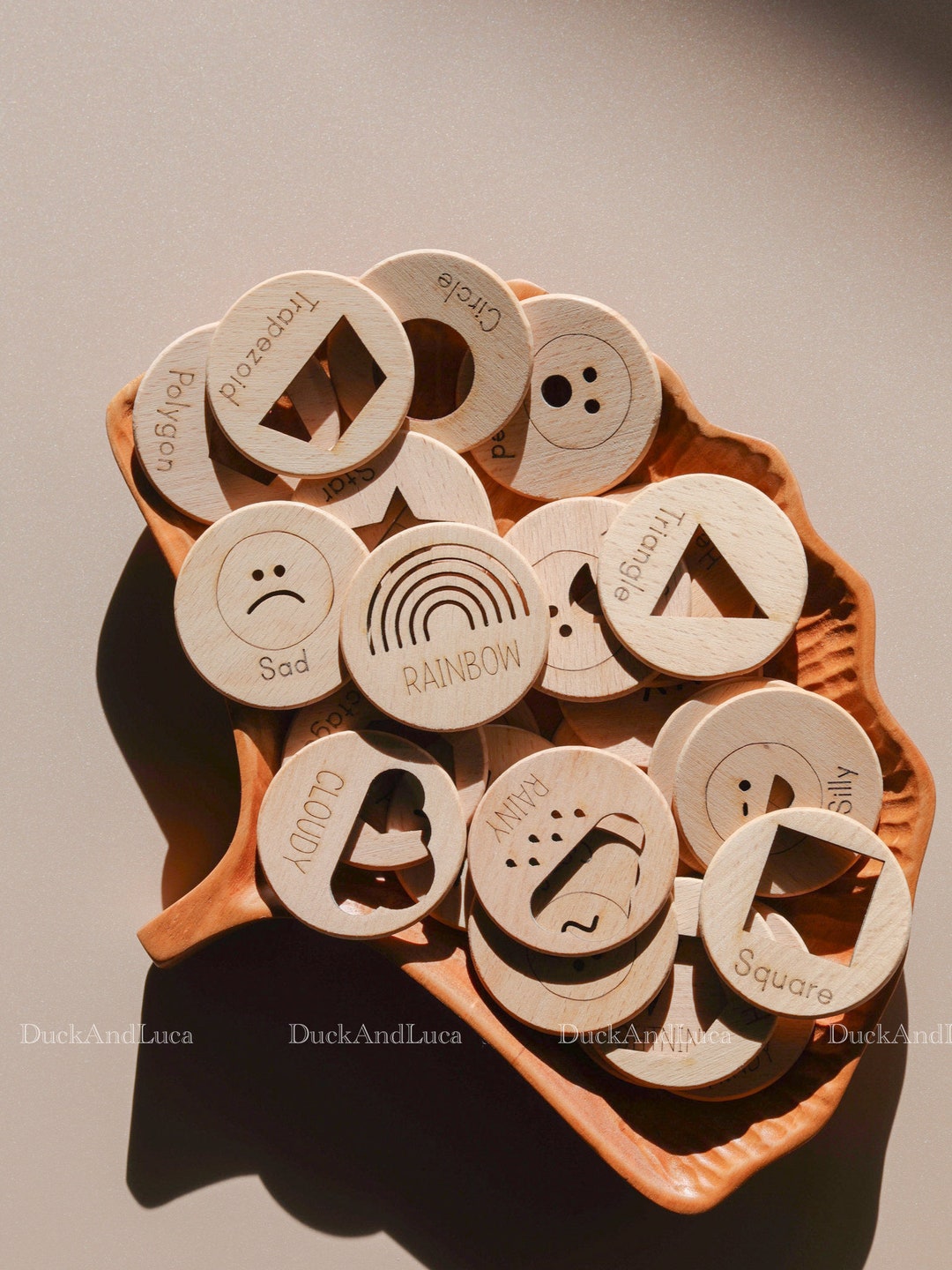 Wooden Flash Cards Weather, Emotion & Shape Stencils Montessori ...