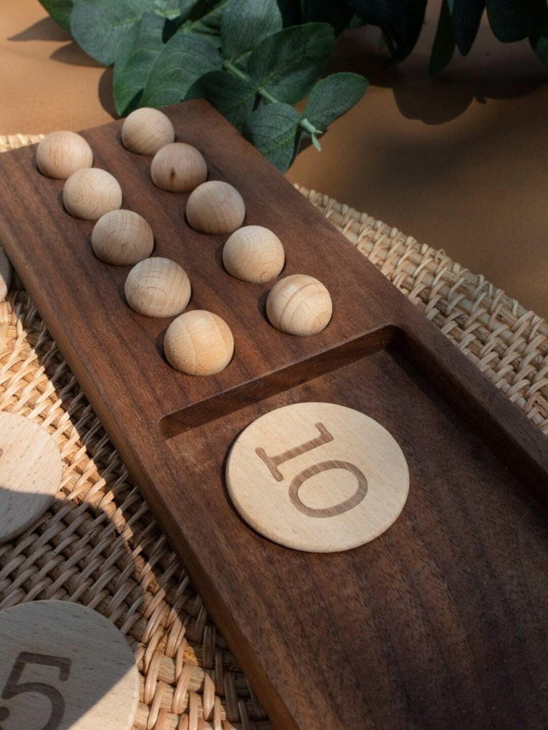 Wooden Ten Frame: Montessori Math Tool With Number Coins - Etsy
