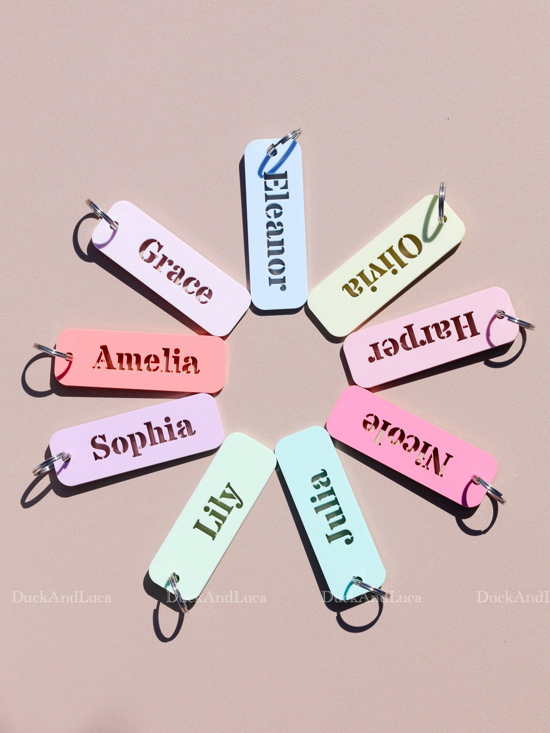 Custom Stencil Font Acrylic Name Tag: Kids' Backpack & Lunch Box Label ...