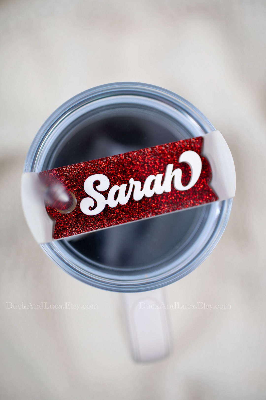 Red Glitter Personalized Name Plate for Tumbler, Customizable Name Tag ...