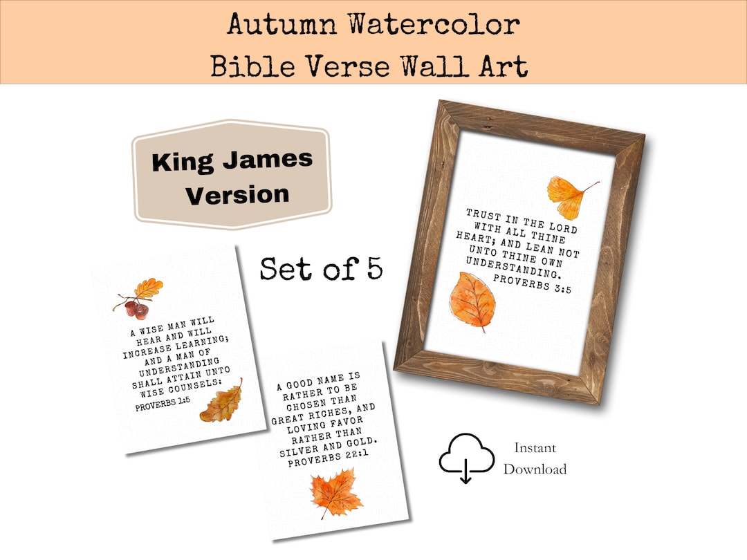 KJV Verse Fall Wall Art Download | King James Bible Verse Art Proverbs ...