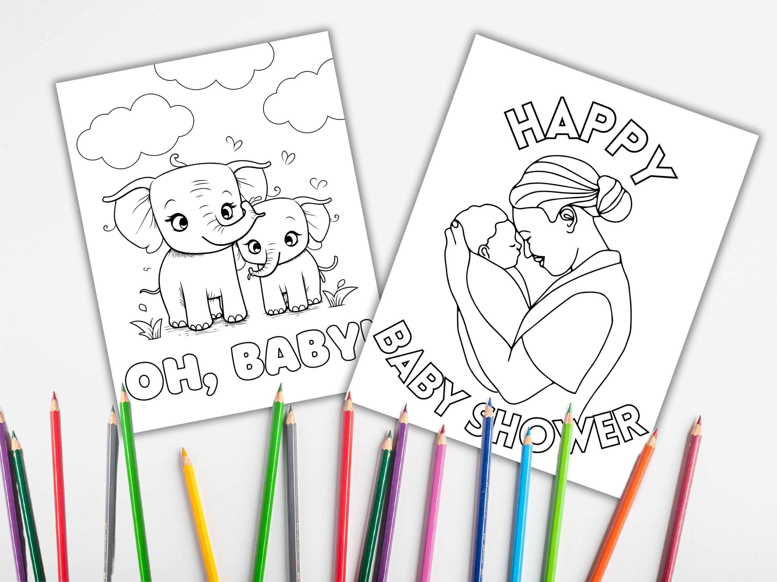 Baby Shower Coloring Pages, Baby Shower Coloring Book, Printable ...