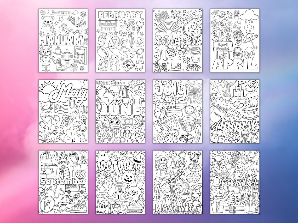 Months of the Years Coloring Pages, Months Printable, Printable ...