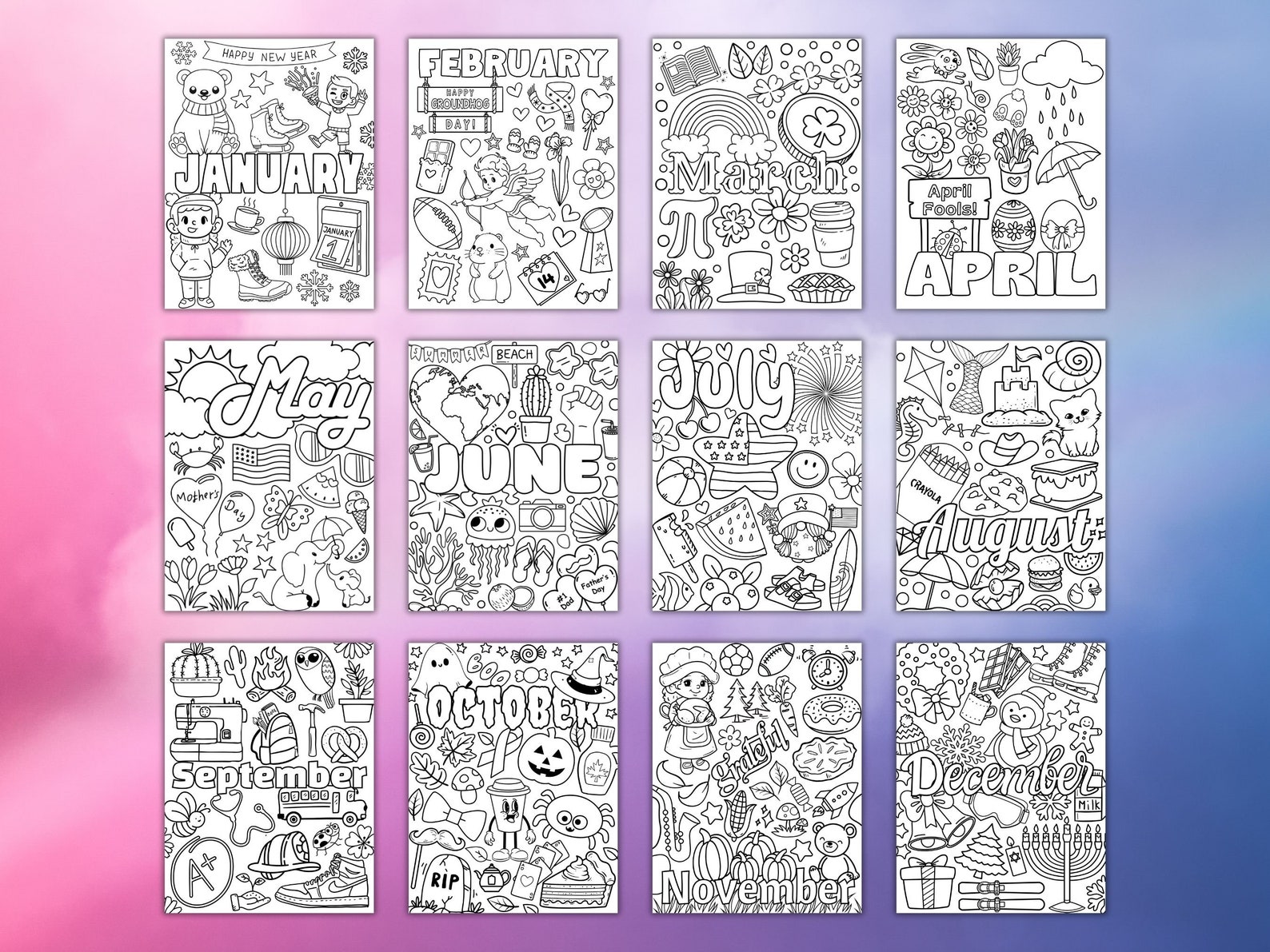 Months of the Years Coloring Pages, Months Printable, Printable ...