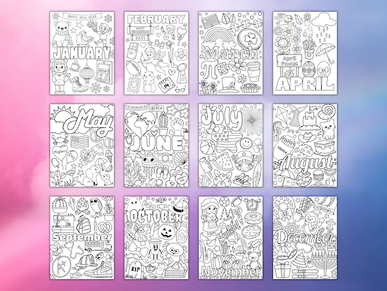 Months of the Years Coloring Pages, Months Printable, Printable ...