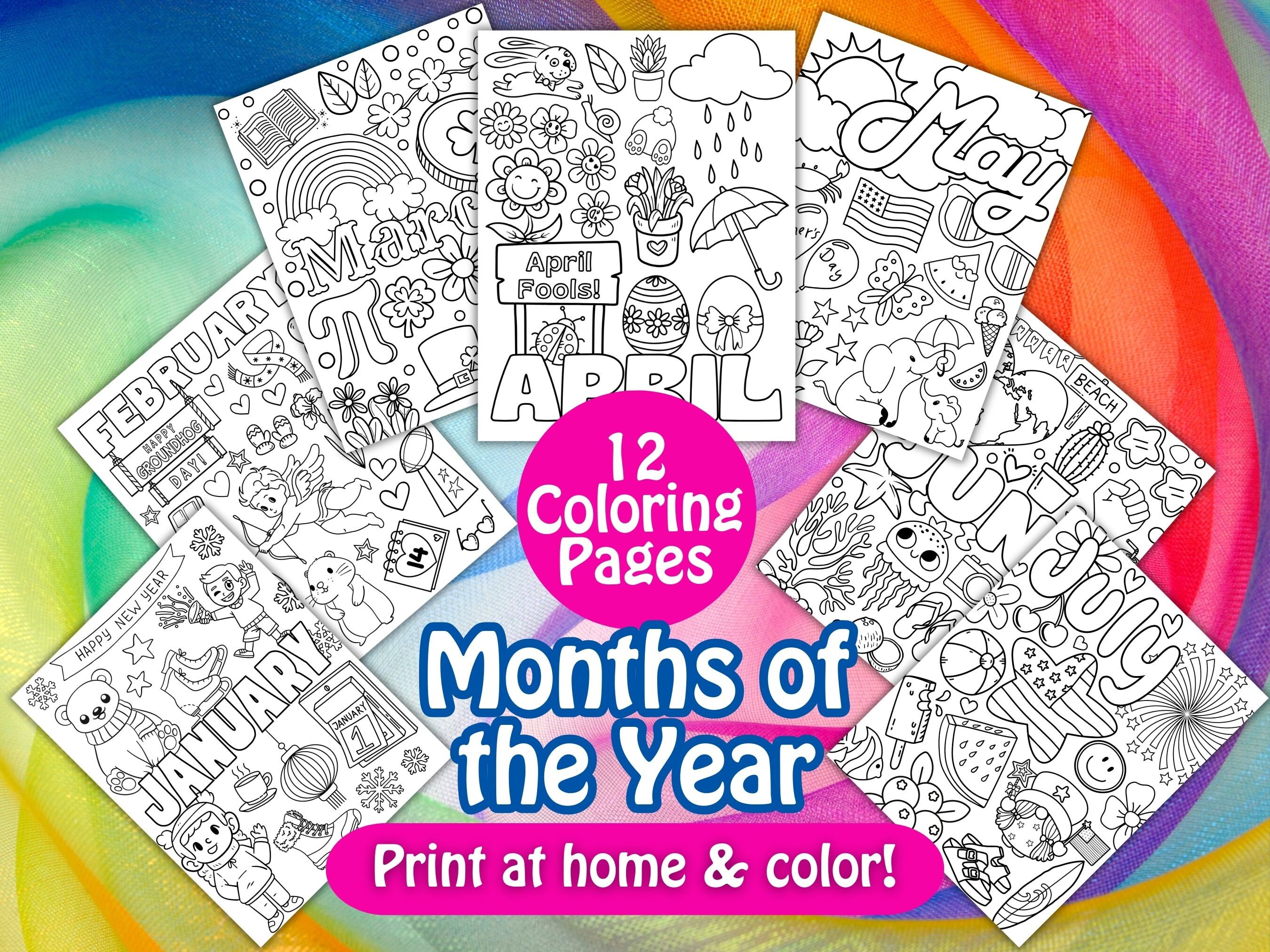 Months of the Years Coloring Pages, Months Printable, Printable ...