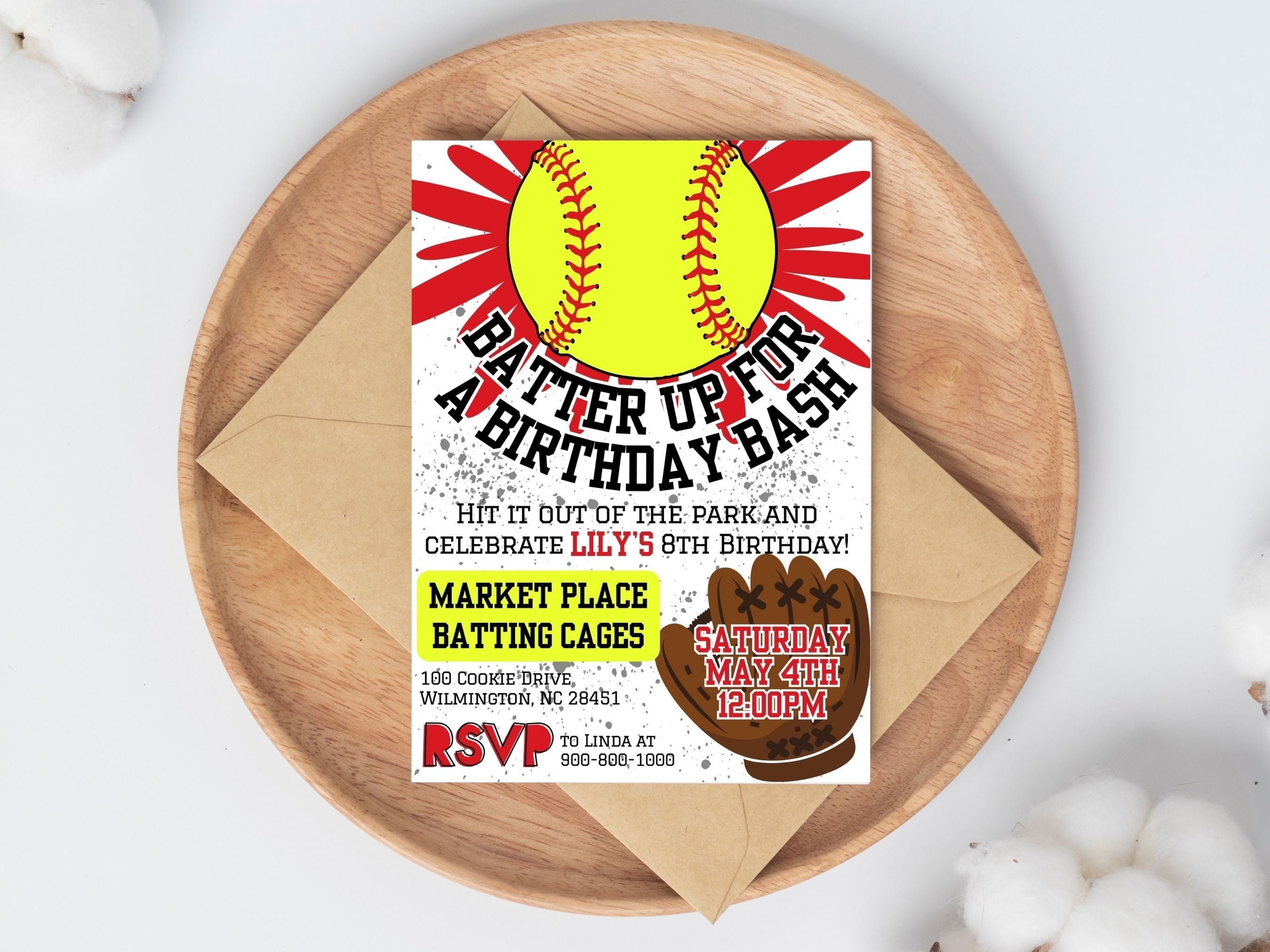 Softball Birthday Invitation, Softball Party, Softball Invite, Birthday ...